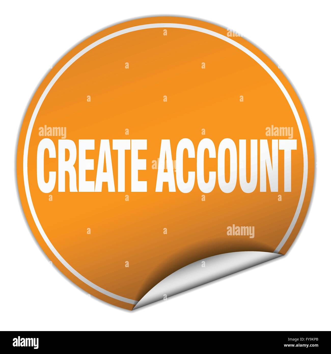 create account round orange sticker isolated on white Stock Vector ...