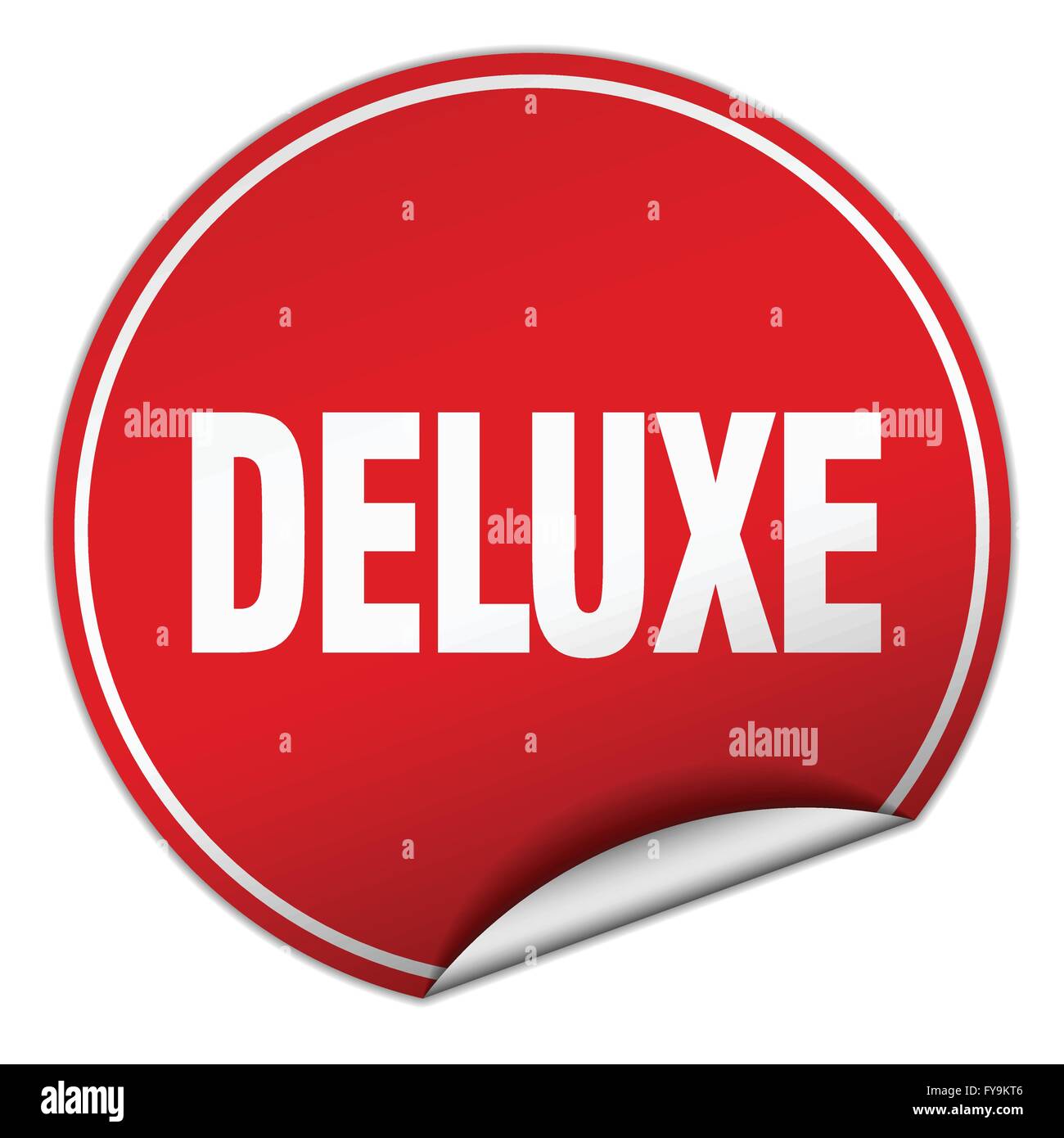 deluxe round red sticker isolated on white Stock Vector Image & Art - Alamy