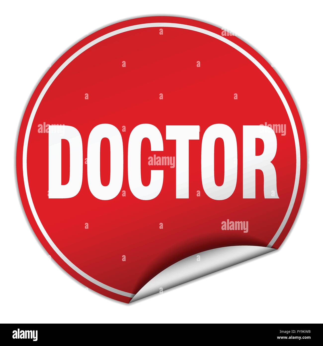 doctor round red sticker isolated on white Stock Vector Image & Art - Alamy