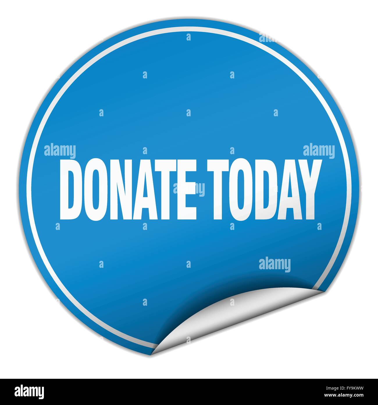donate today round blue sticker isolated on white Stock Vector Image & Art - Alamy