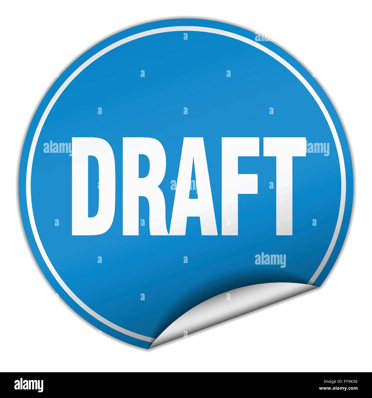 draft round blue sticker isolated on white Stock Vector Image & Art - Alamy