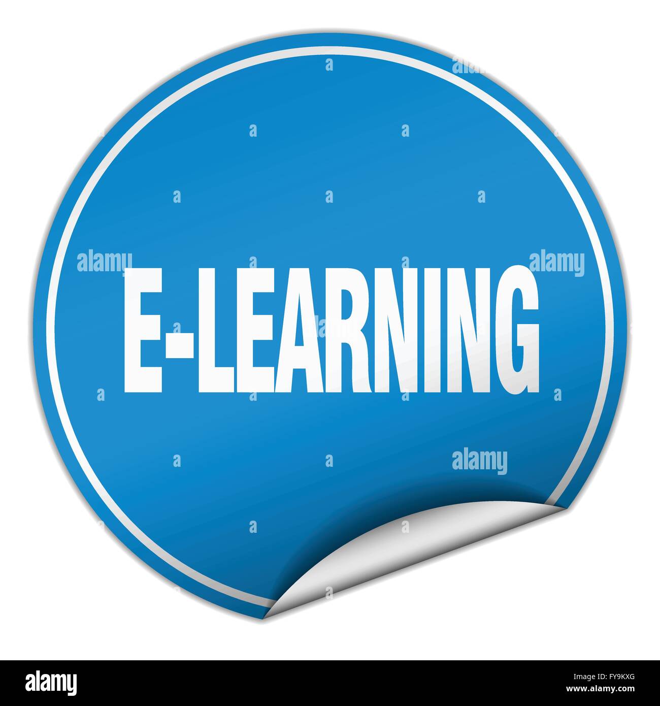e-learning round blue sticker isolated on white Stock Vector Image ...