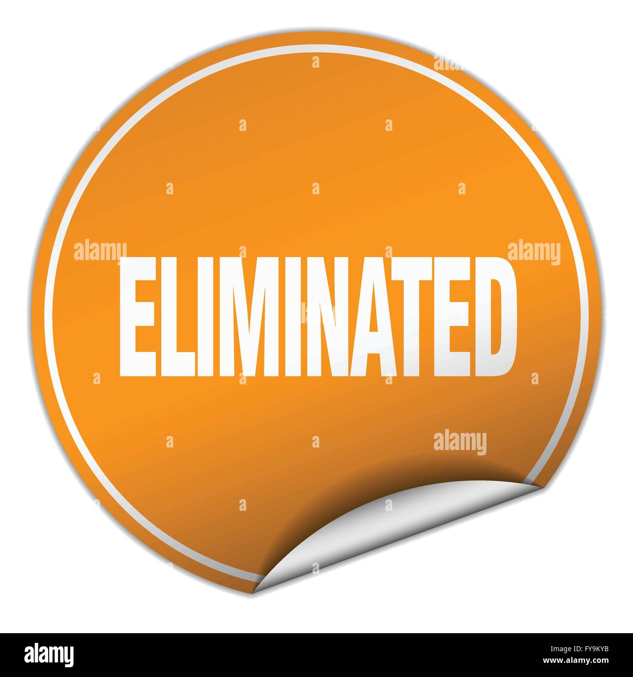 eliminated round orange sticker isolated on white Stock Vector Image ...