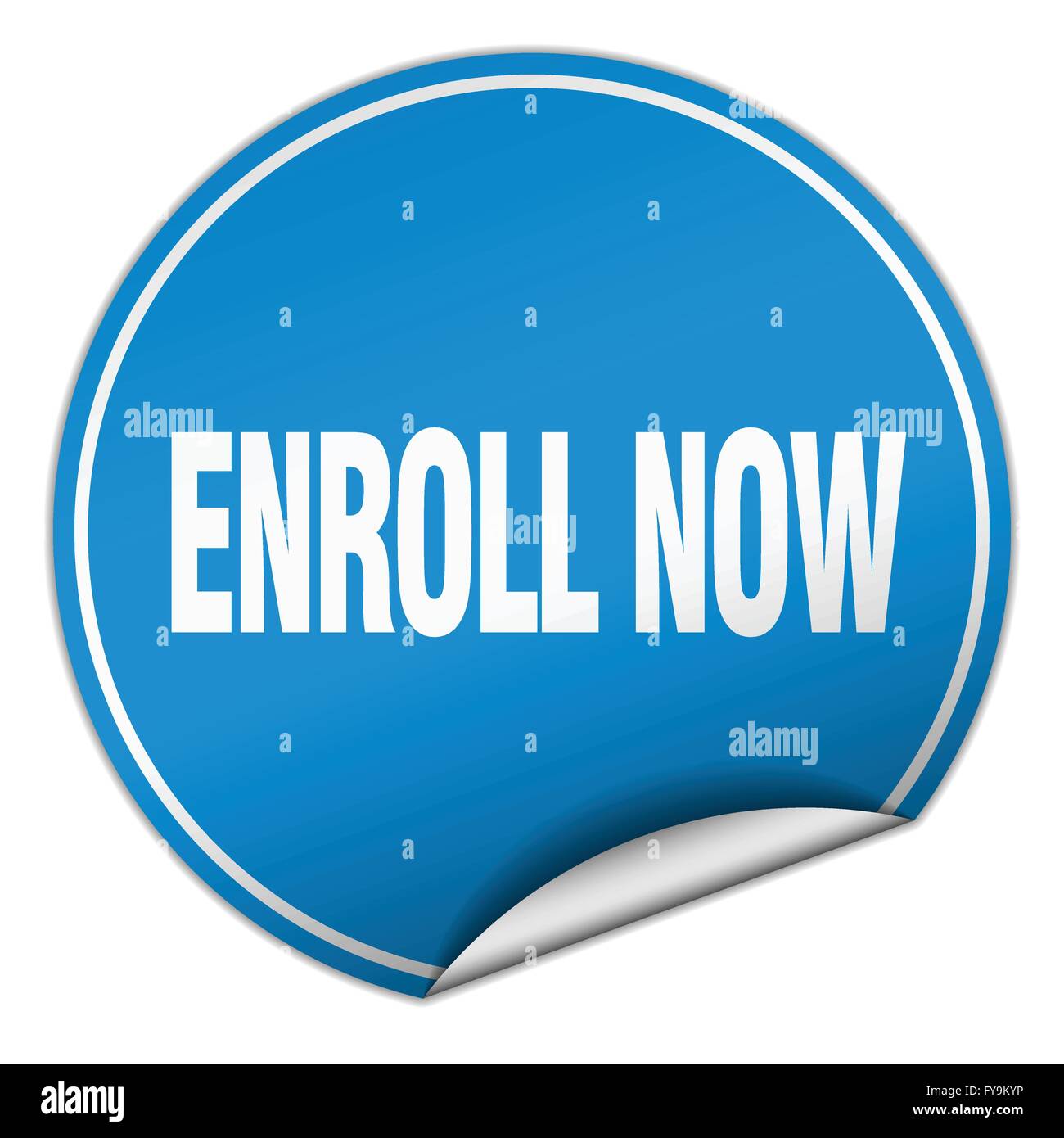 enroll now round blue sticker isolated on white Stock Vector Image ...