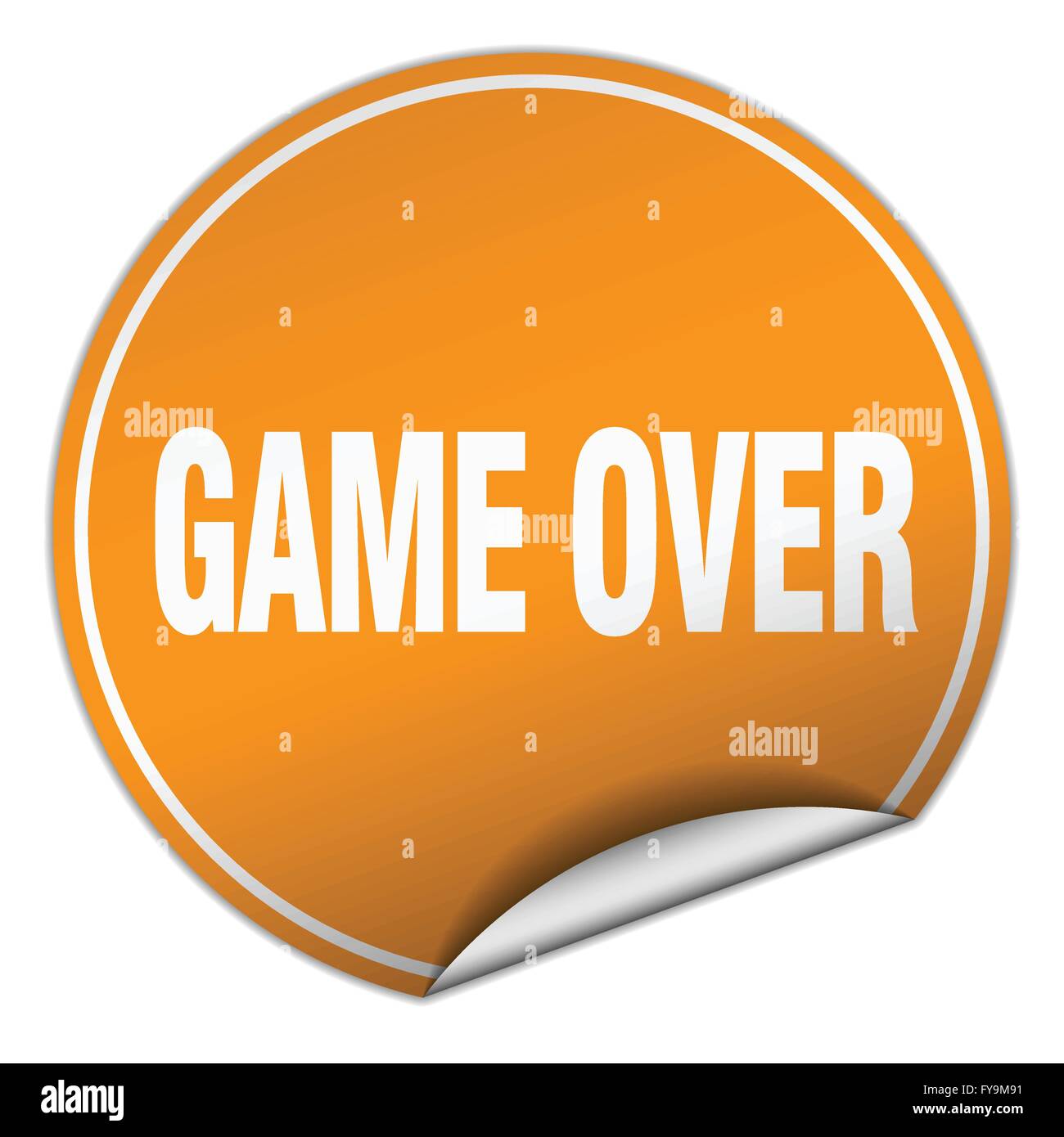 game over round orange sticker isolated on white Stock Vector Image ...