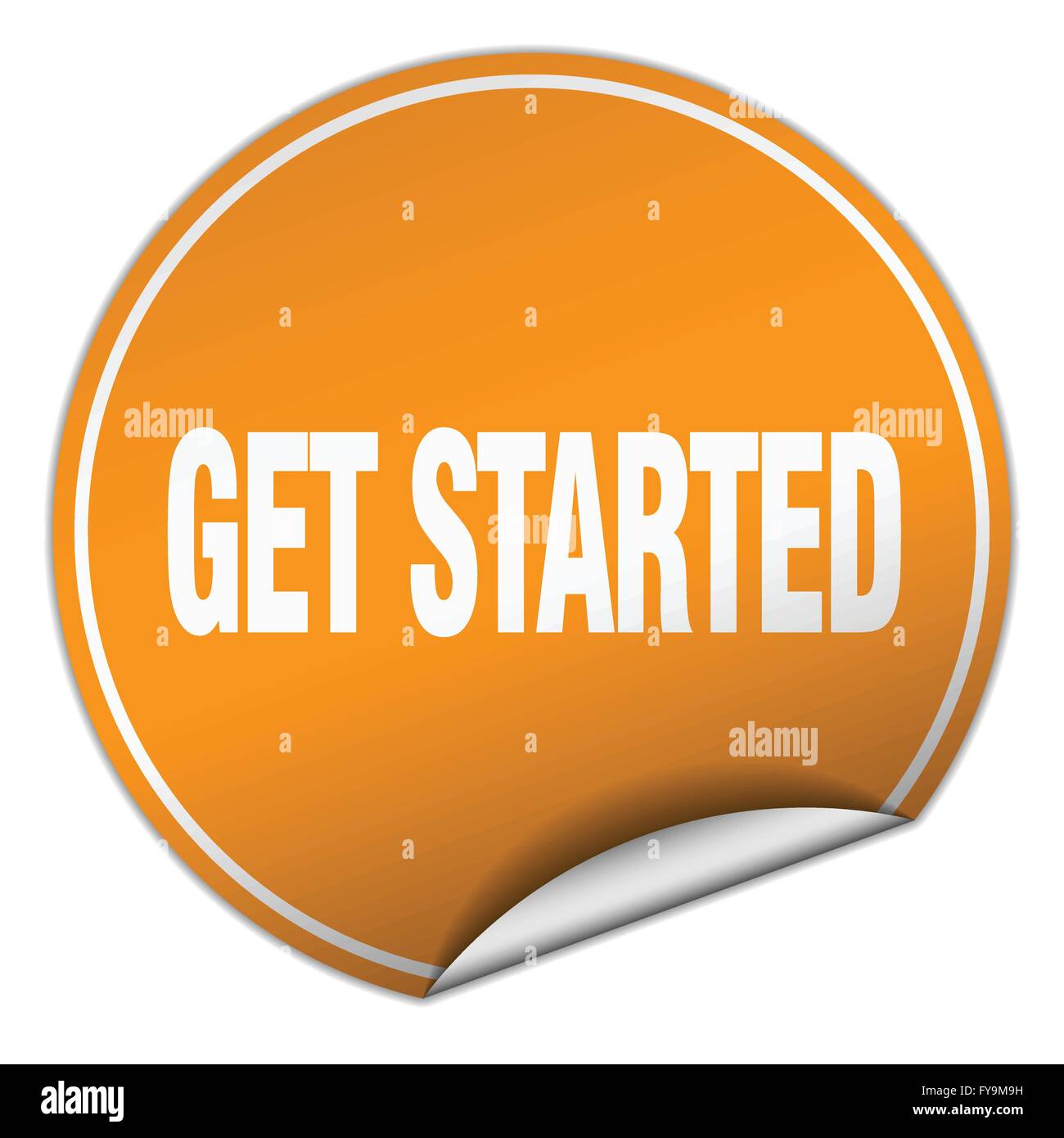 get started round orange sticker isolated on white Stock Vector Image ...
