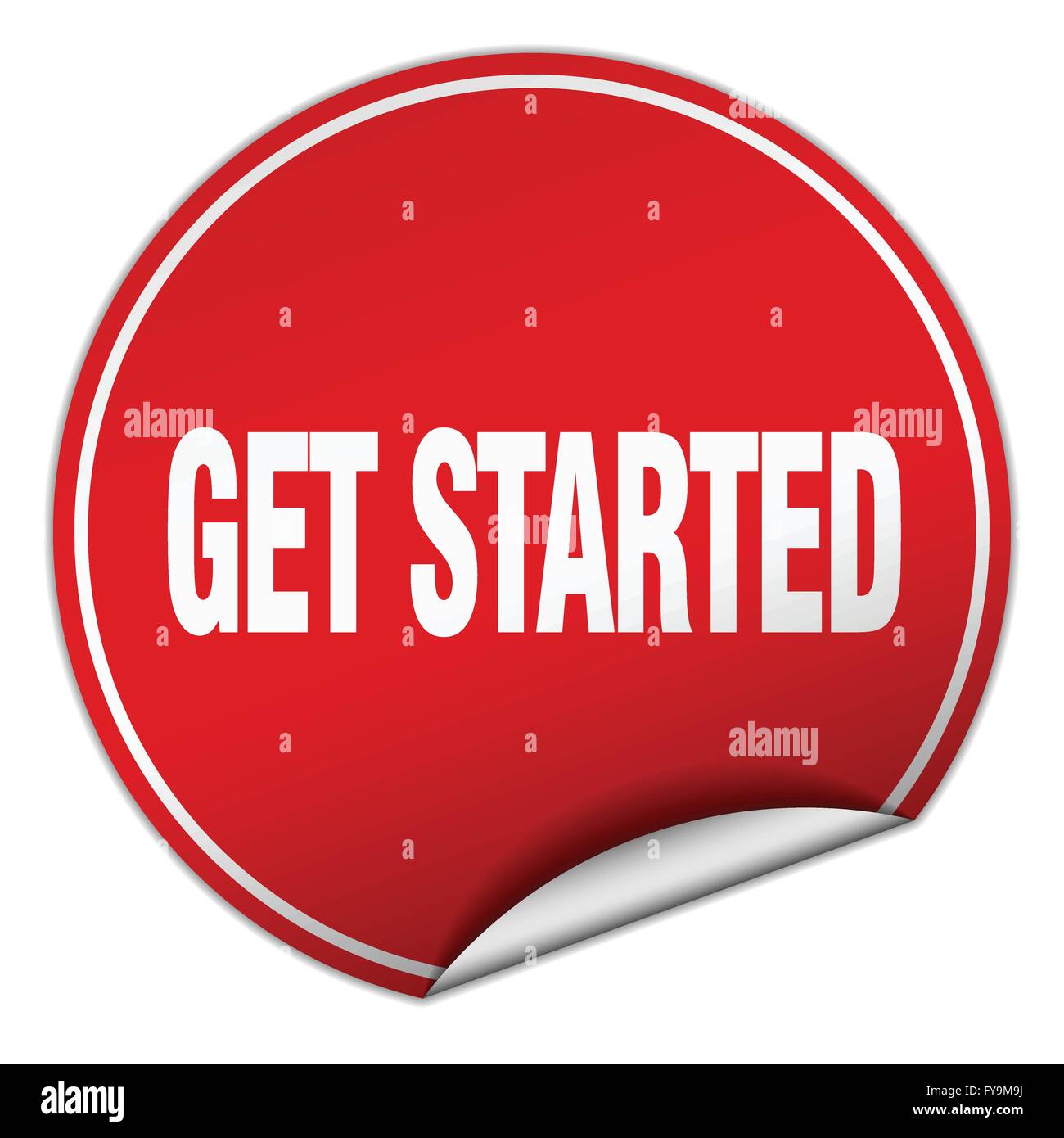 get started round red sticker isolated on white Stock Vector Image & Art - Alamy