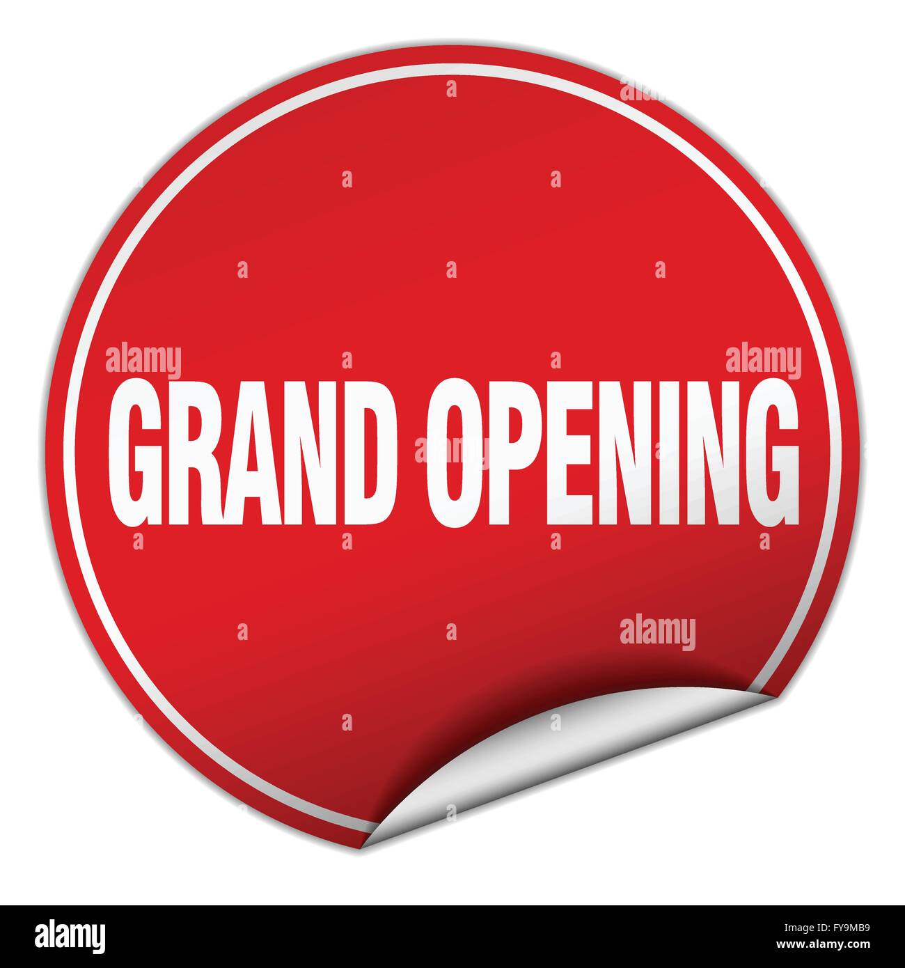 grand opening round red sticker isolated on white Stock Vector Image ...