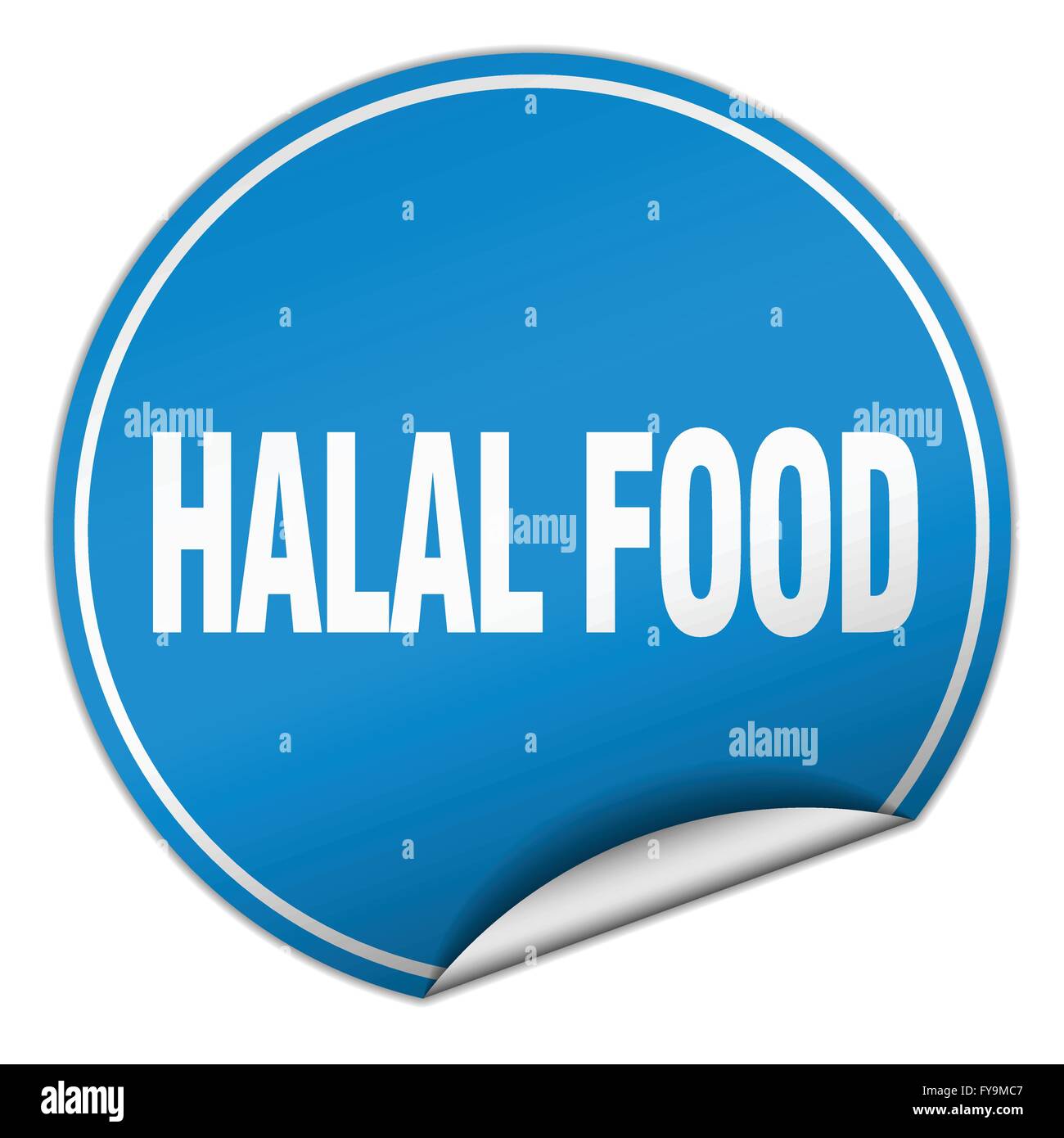 halal food round blue sticker isolated on white Stock Vector Image ...