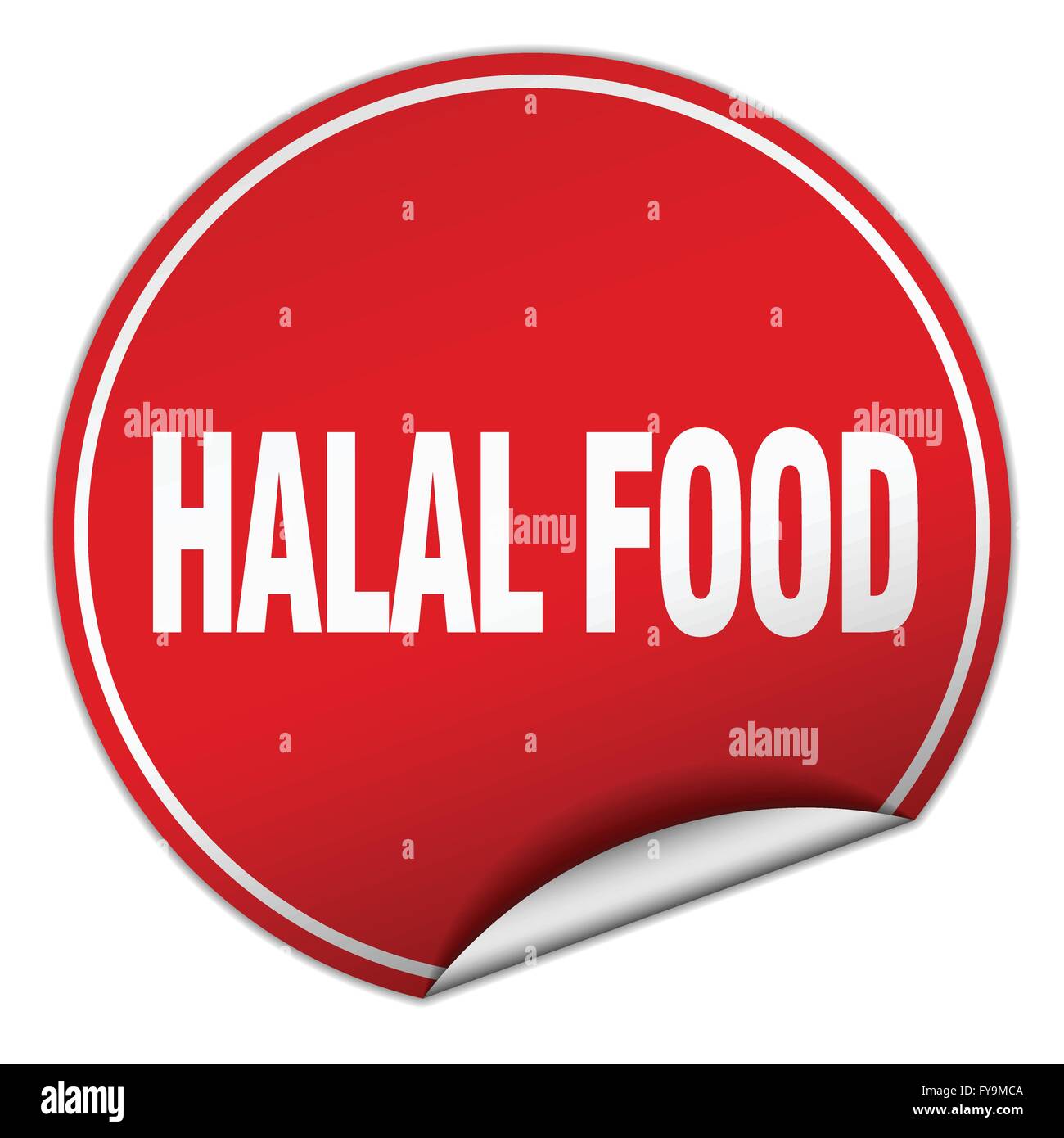 halal food round red sticker isolated on white Stock Vector Image & Art ...