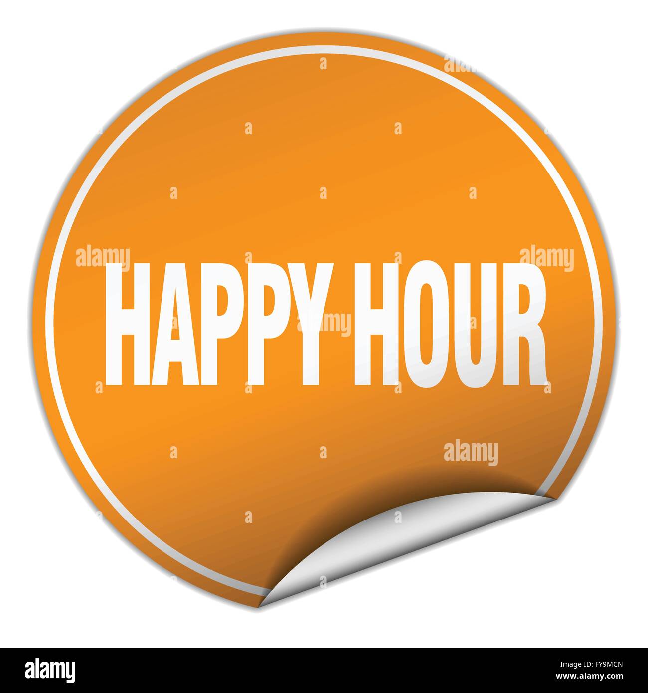 happy hour round orange sticker isolated on white Stock Vector Image ...