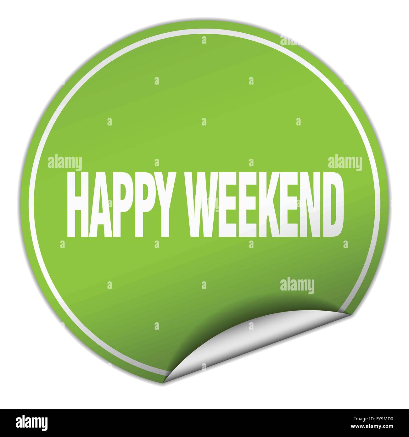 happy weekend round green sticker isolated on white Stock Vector Image ...