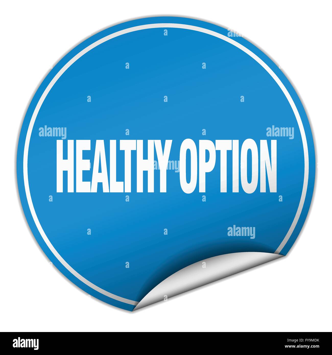healthy option round blue sticker isolated on white Stock Vector Image ...