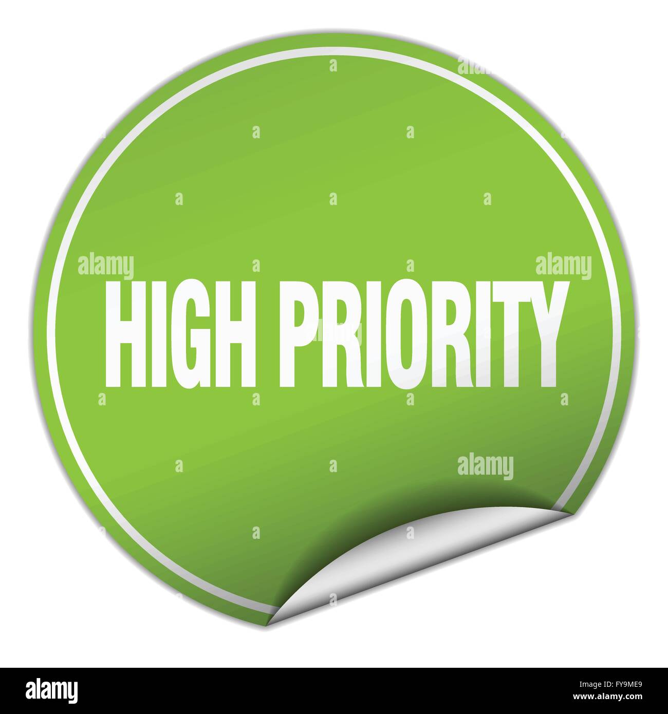 high priority round green sticker isolated on white Stock Vector Image ...