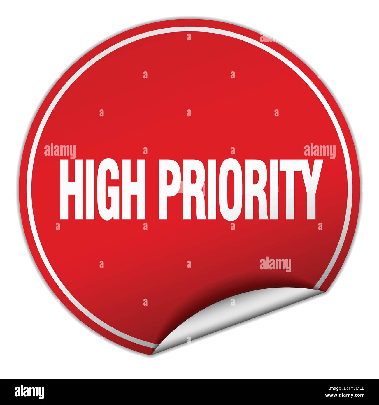high priority round red sticker isolated on white Stock Vector Image ...