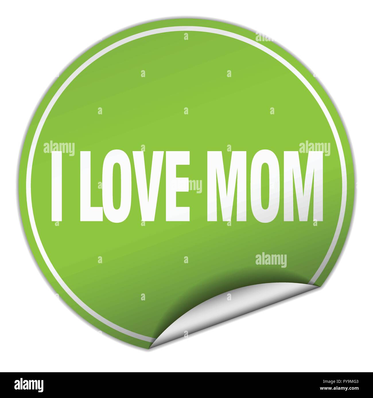i love mom round green sticker isolated on white Stock Vector Image ...