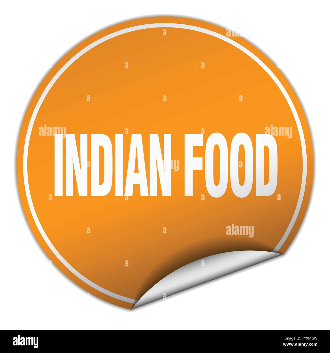 indian food round orange sticker isolated on white Stock Vector Image ...