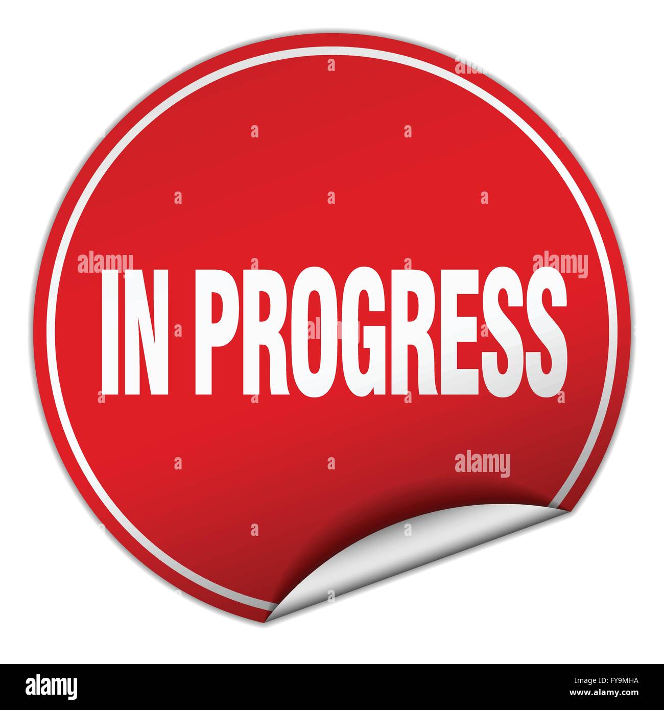 in progress round red sticker isolated on white Stock Vector Image ...