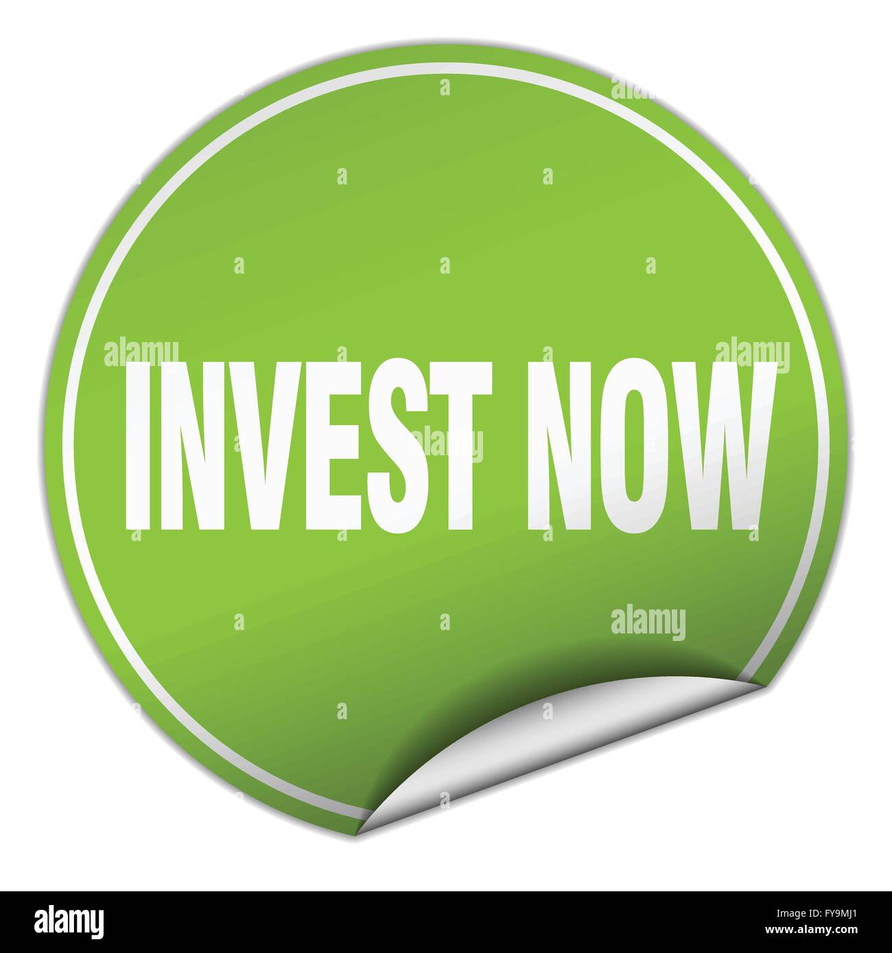 invest now round green sticker isolated on white Stock Vector Image ...