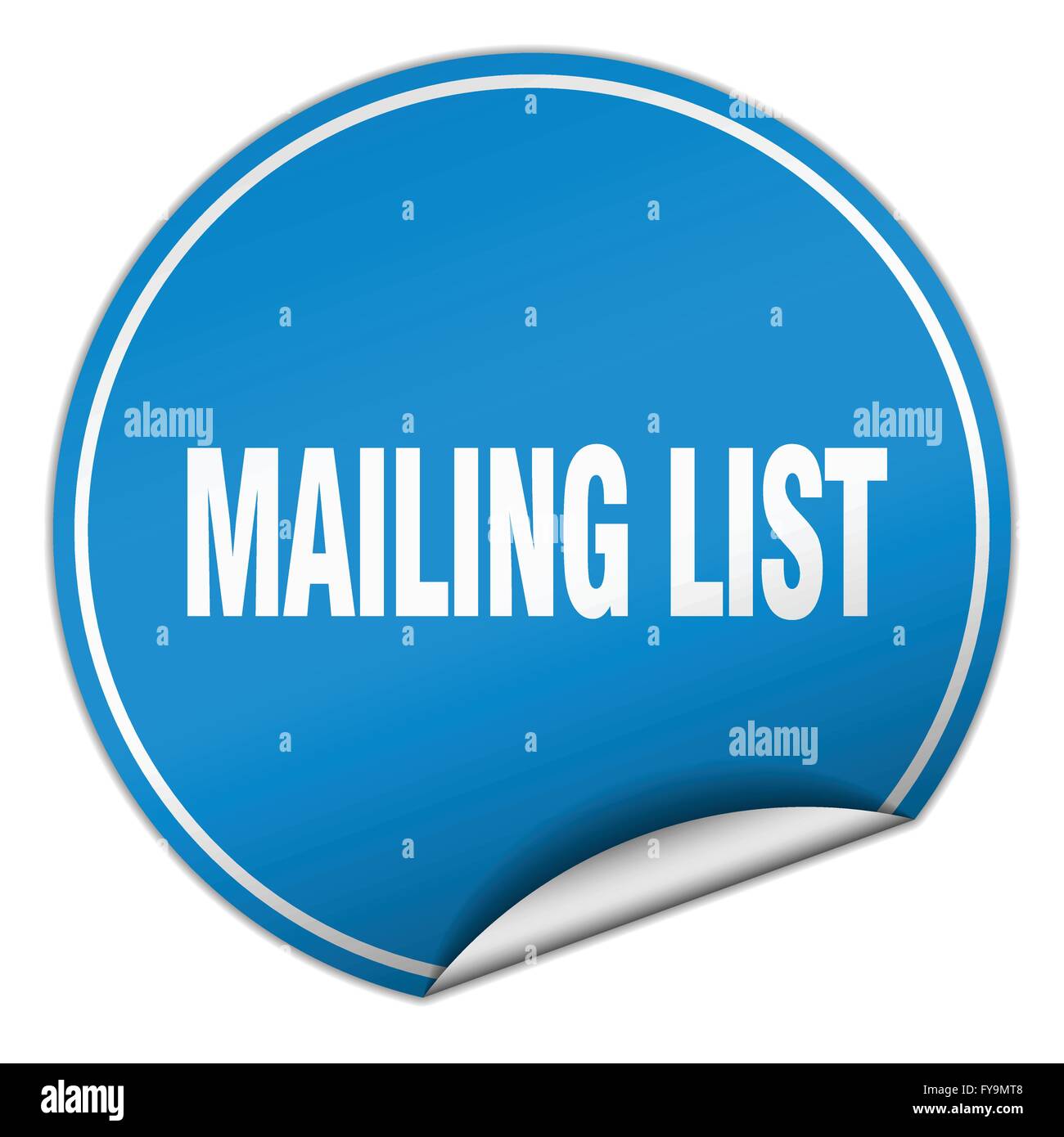 mailing list round blue sticker isolated on white Stock Vector Image ...