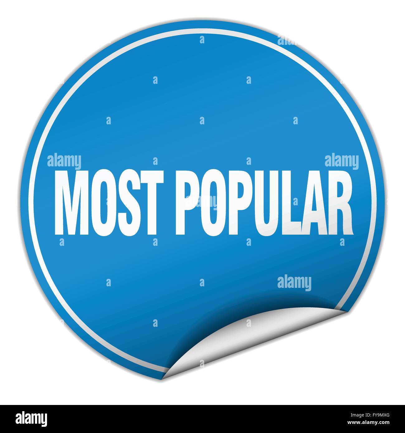 most popular round blue sticker isolated on white Stock Vector Image ...