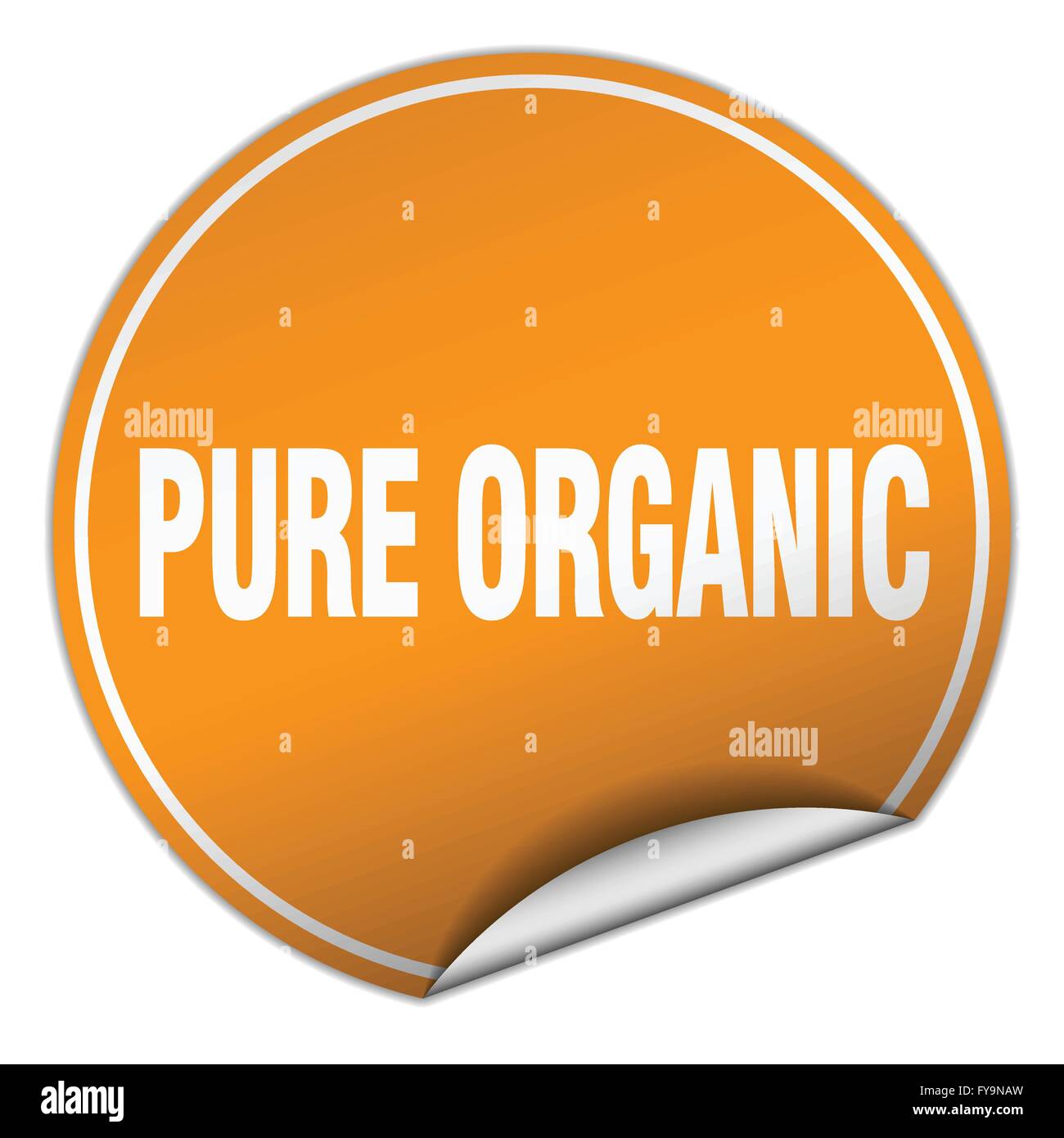 pure organic round orange sticker isolated on white Stock Vector Image ...
