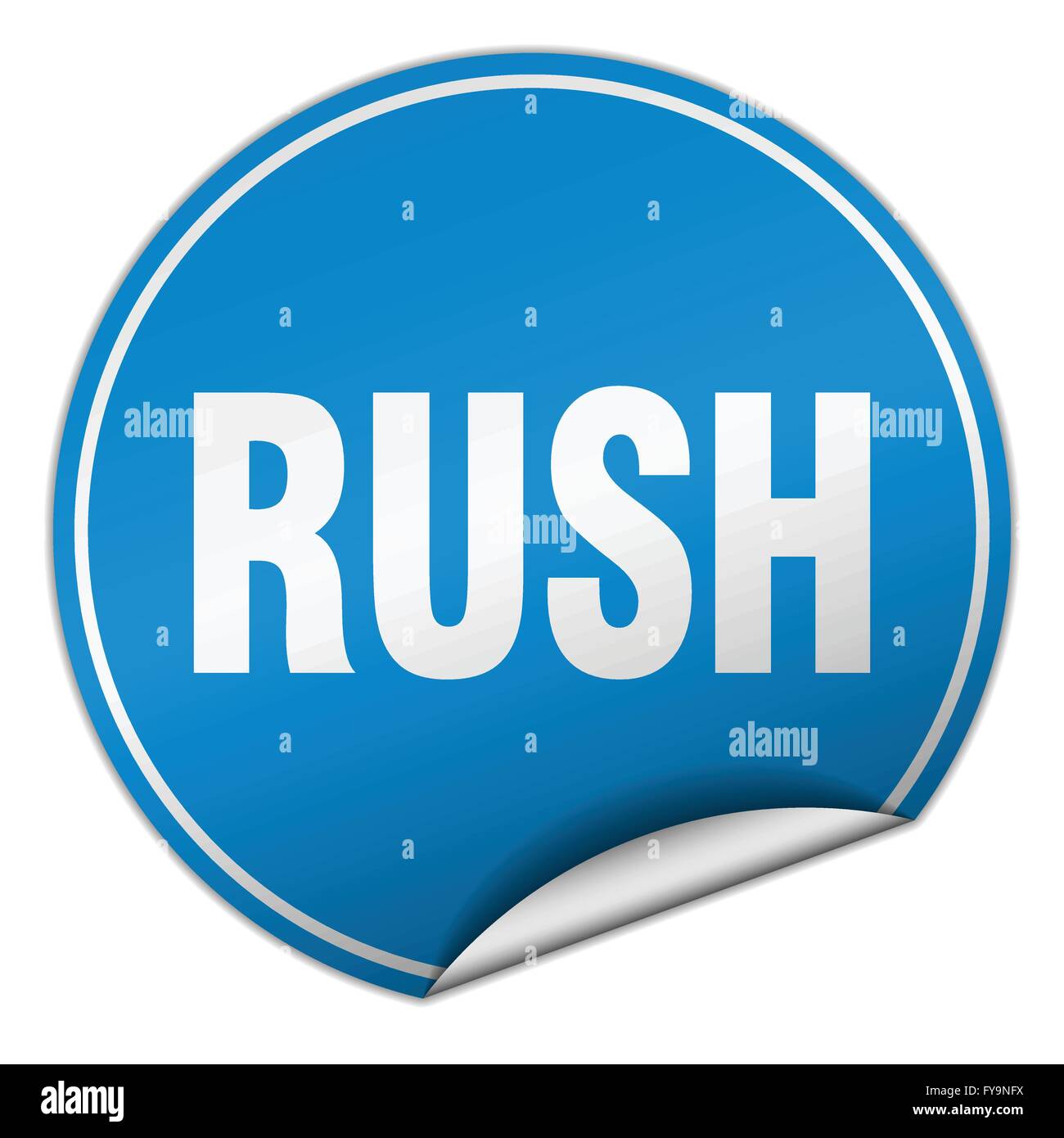 rush round blue sticker isolated on white Stock Vector Image & Art - Alamy