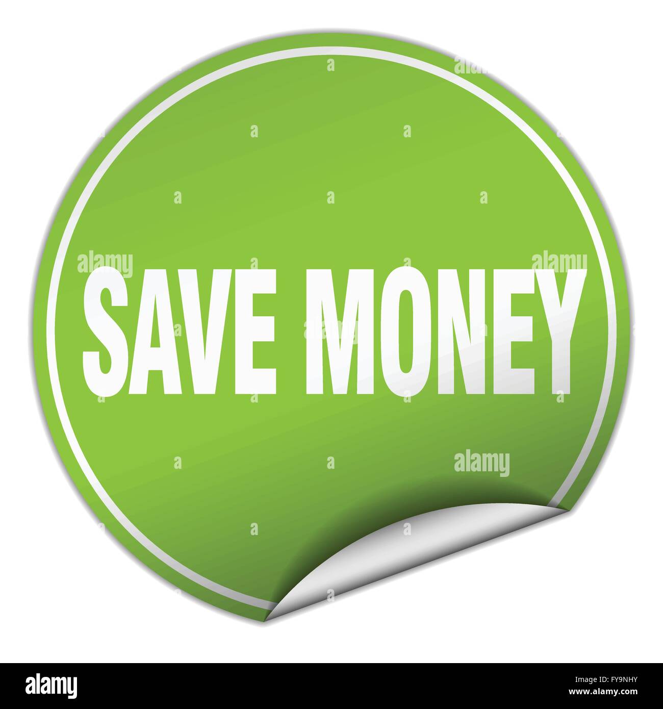 save money round green sticker isolated on white Stock Vector Image ...