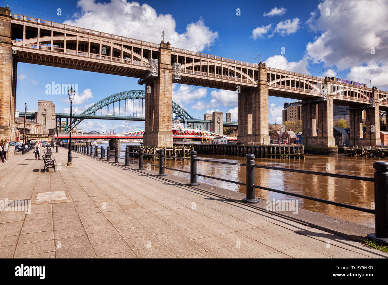 Railway Viaduct, known as the High Level Bridge, across the River Tyne ...