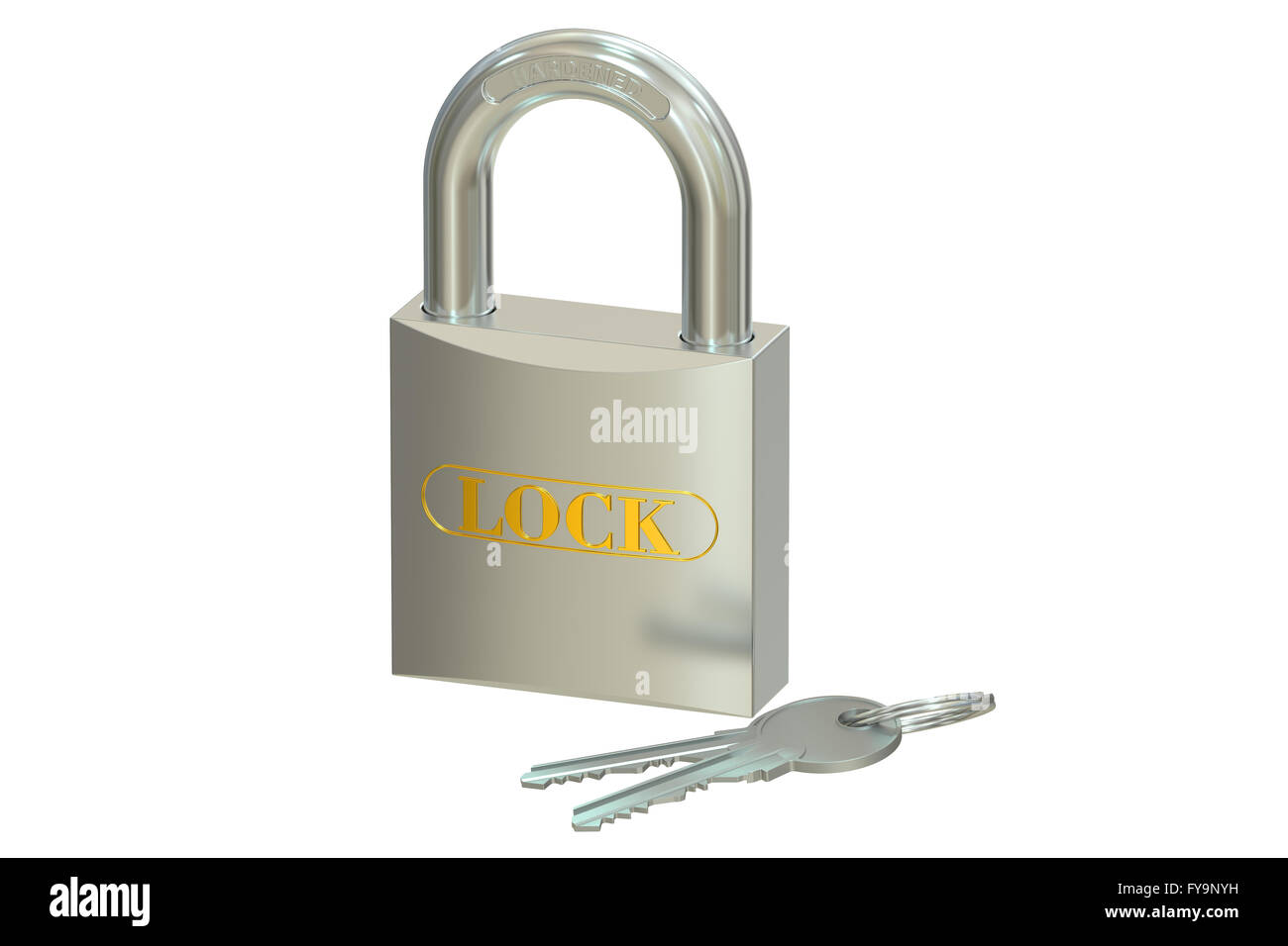 padlock with keys, 3D rendering isolated on white background Stock ...