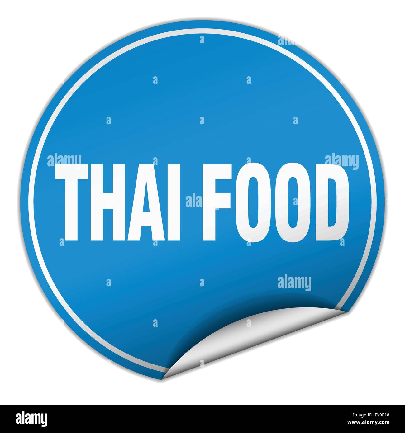 thai food round blue sticker isolated on white Stock Vector Image & Art ...