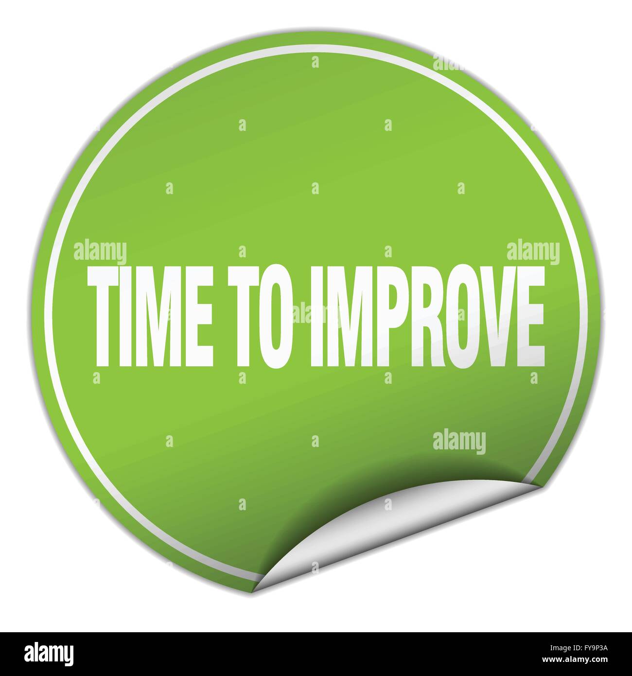time to improve round green sticker isolated on white Stock Vector Image & Art - Alamy