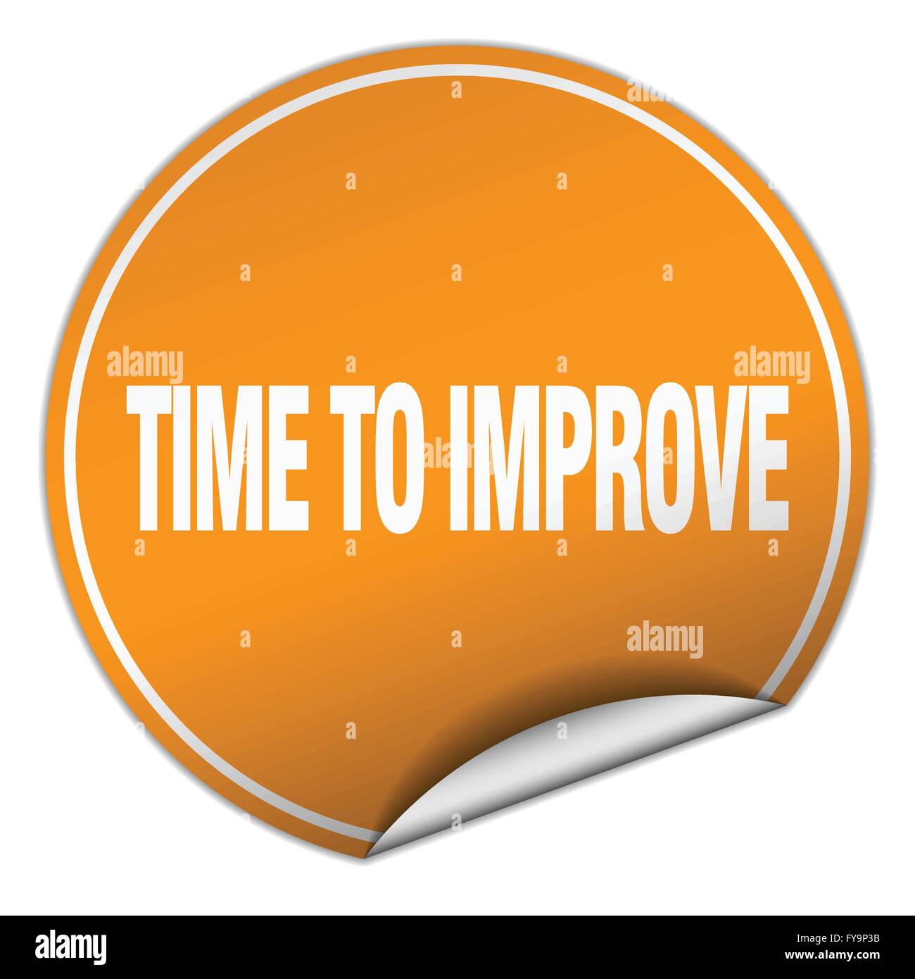 time to improve round orange sticker isolated on white Stock Vector ...