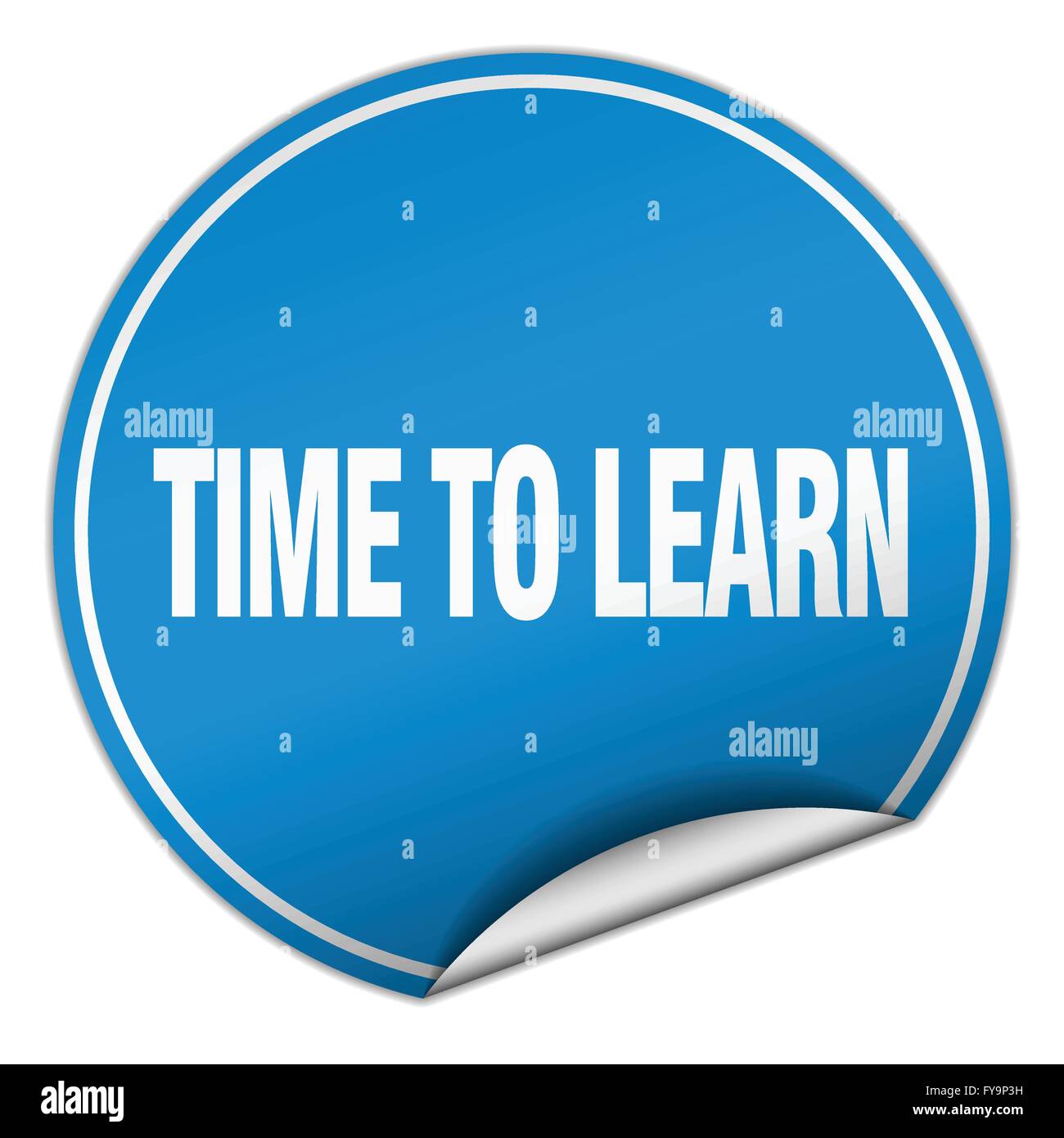 time to learn round blue sticker isolated on white Stock Vector Image ...