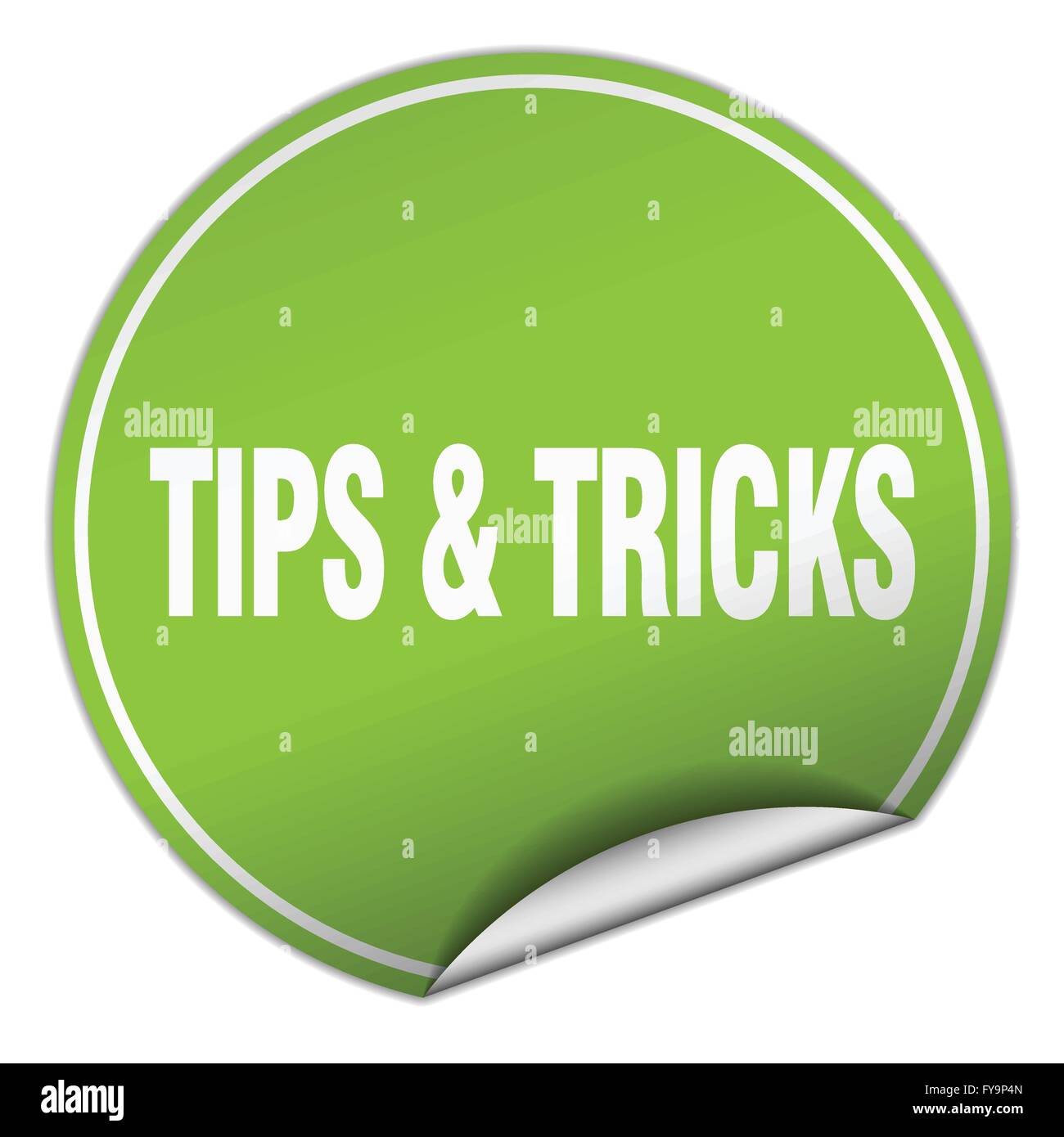 tips & tricks round green sticker isolated on white Stock Vector Image ...