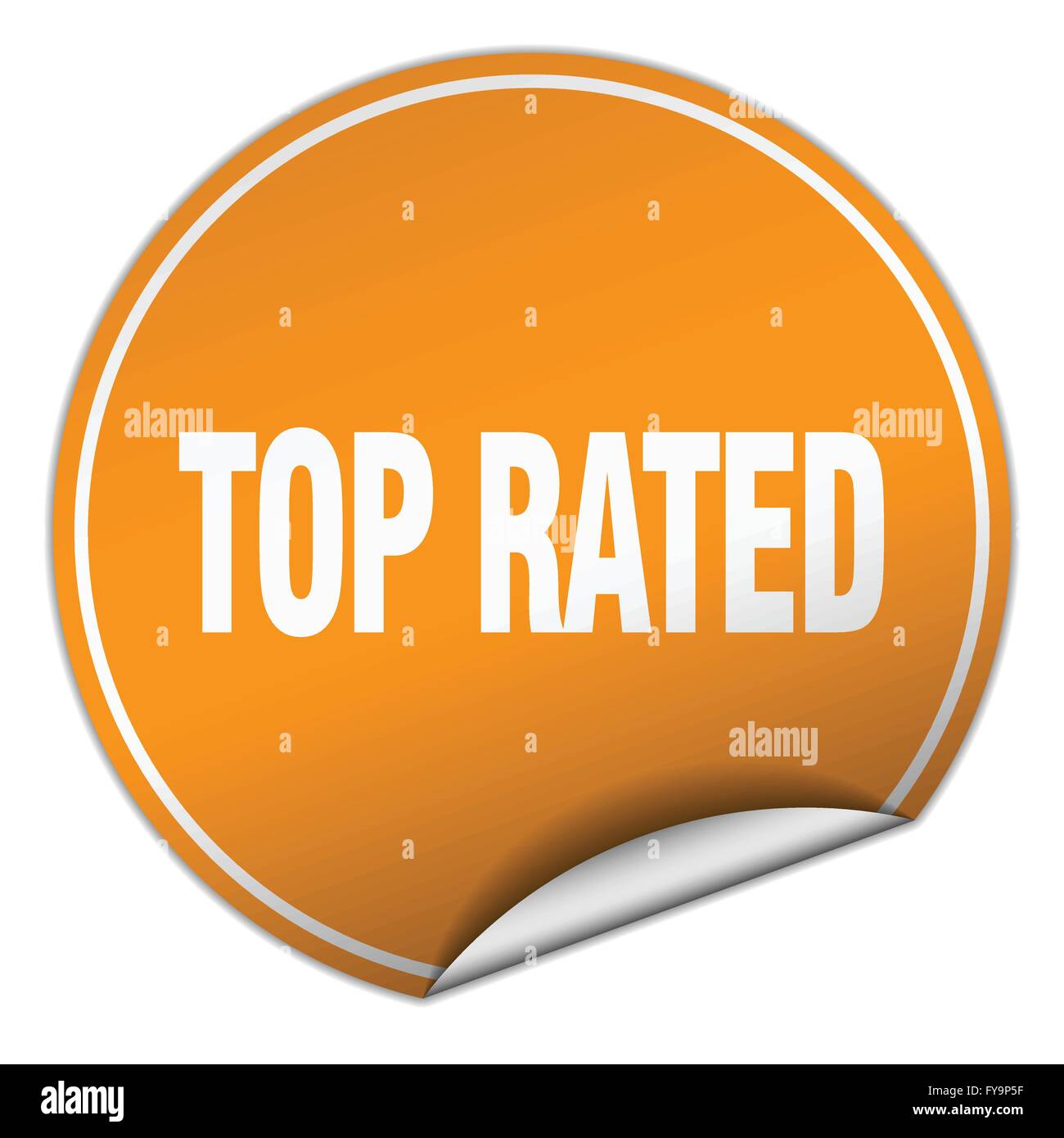 top rated round orange sticker isolated on white Stock Vector Image ...