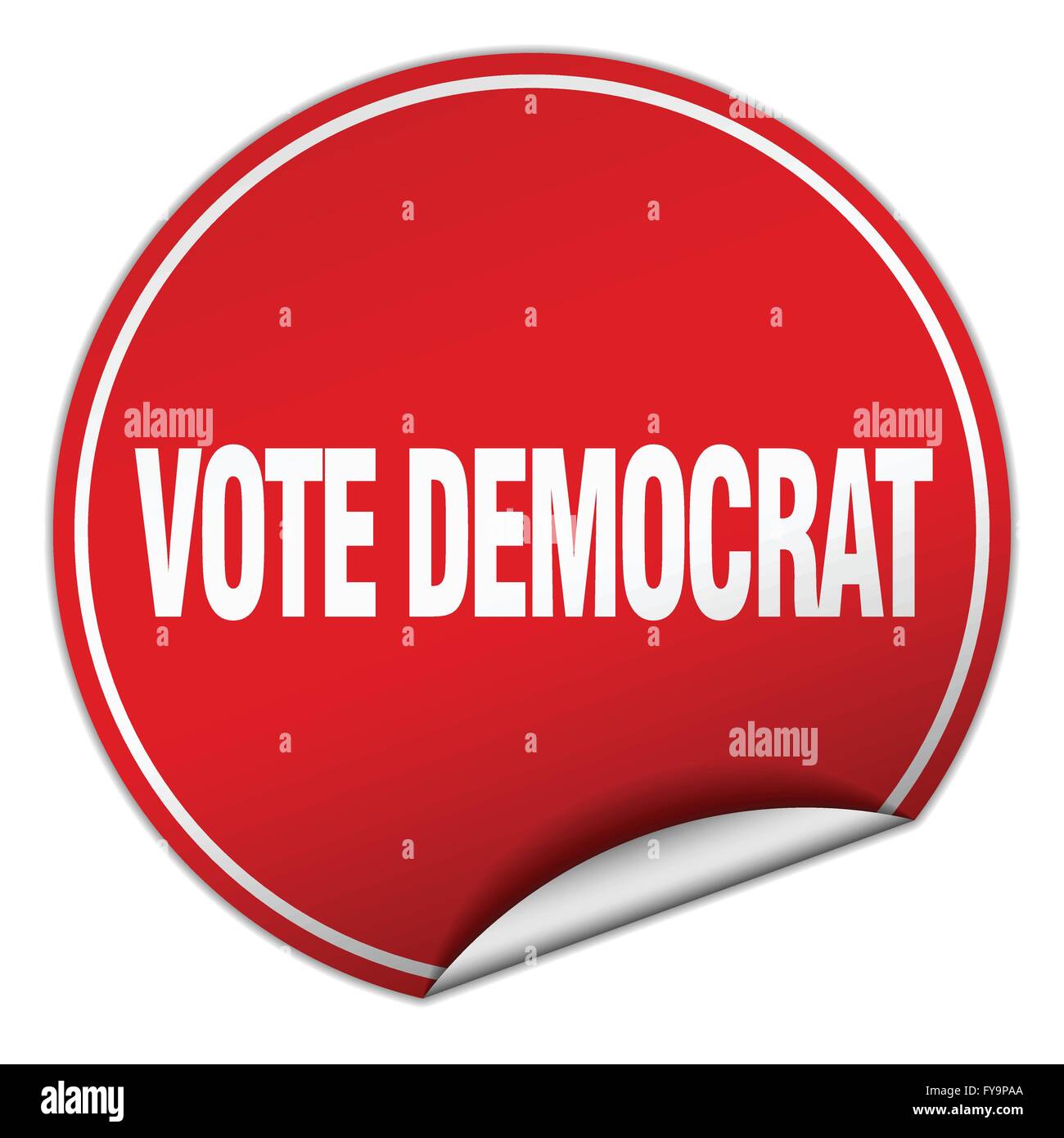 vote democrat round red sticker isolated on white Stock Vector Image ...
