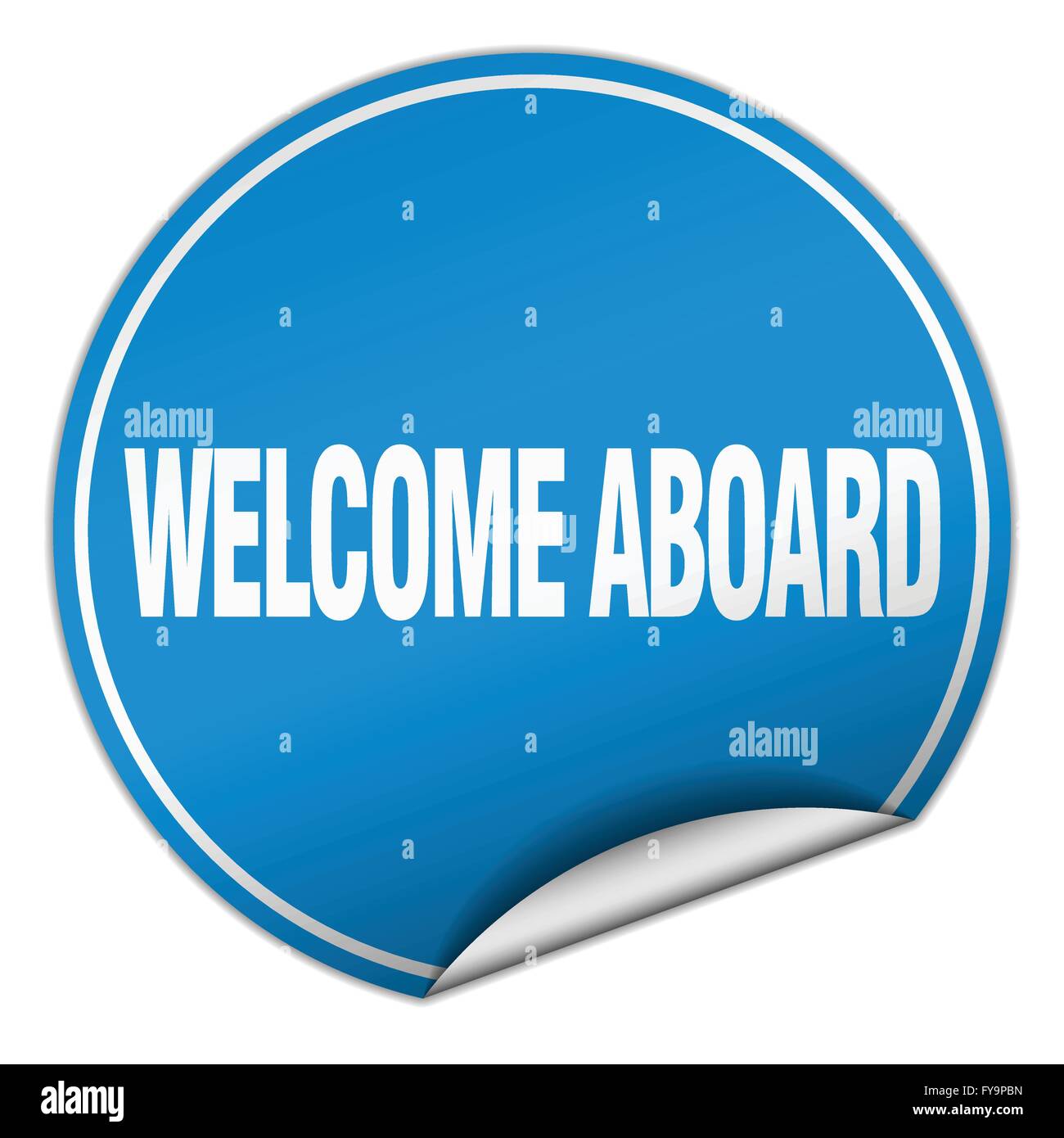 welcome aboard round blue sticker isolated on white Stock Vector Image ...