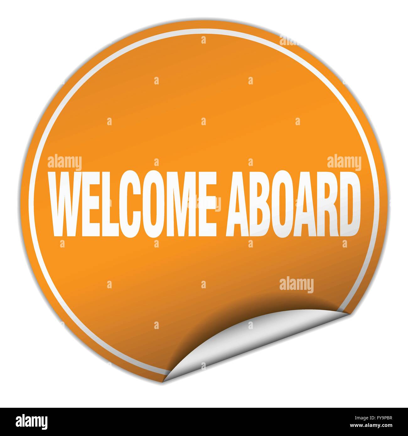 welcome aboard round orange sticker isolated on white Stock Vector ...