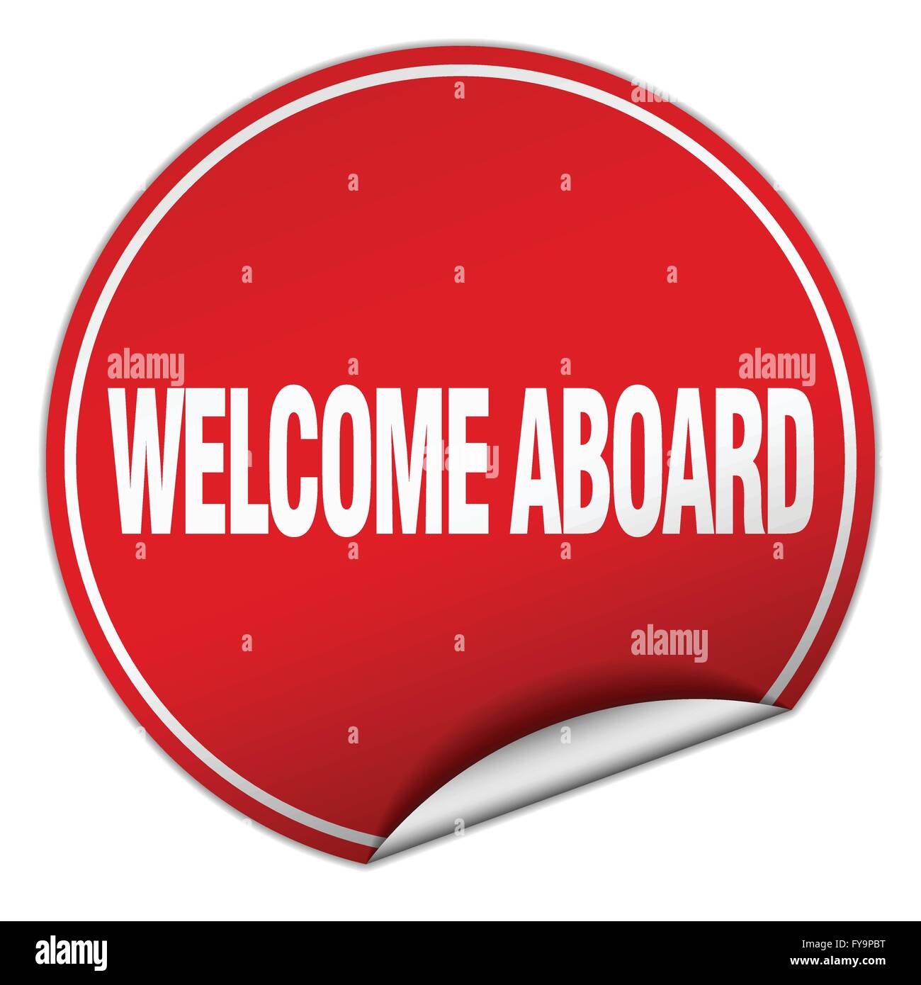welcome aboard round red sticker isolated on white Stock Vector Image ...