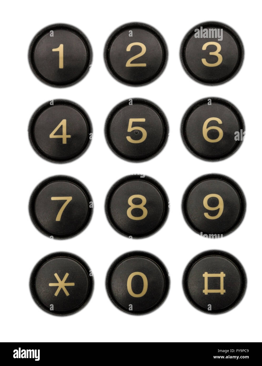 Buttons of phone keypad close-up, isolated on white, with clipping path ...