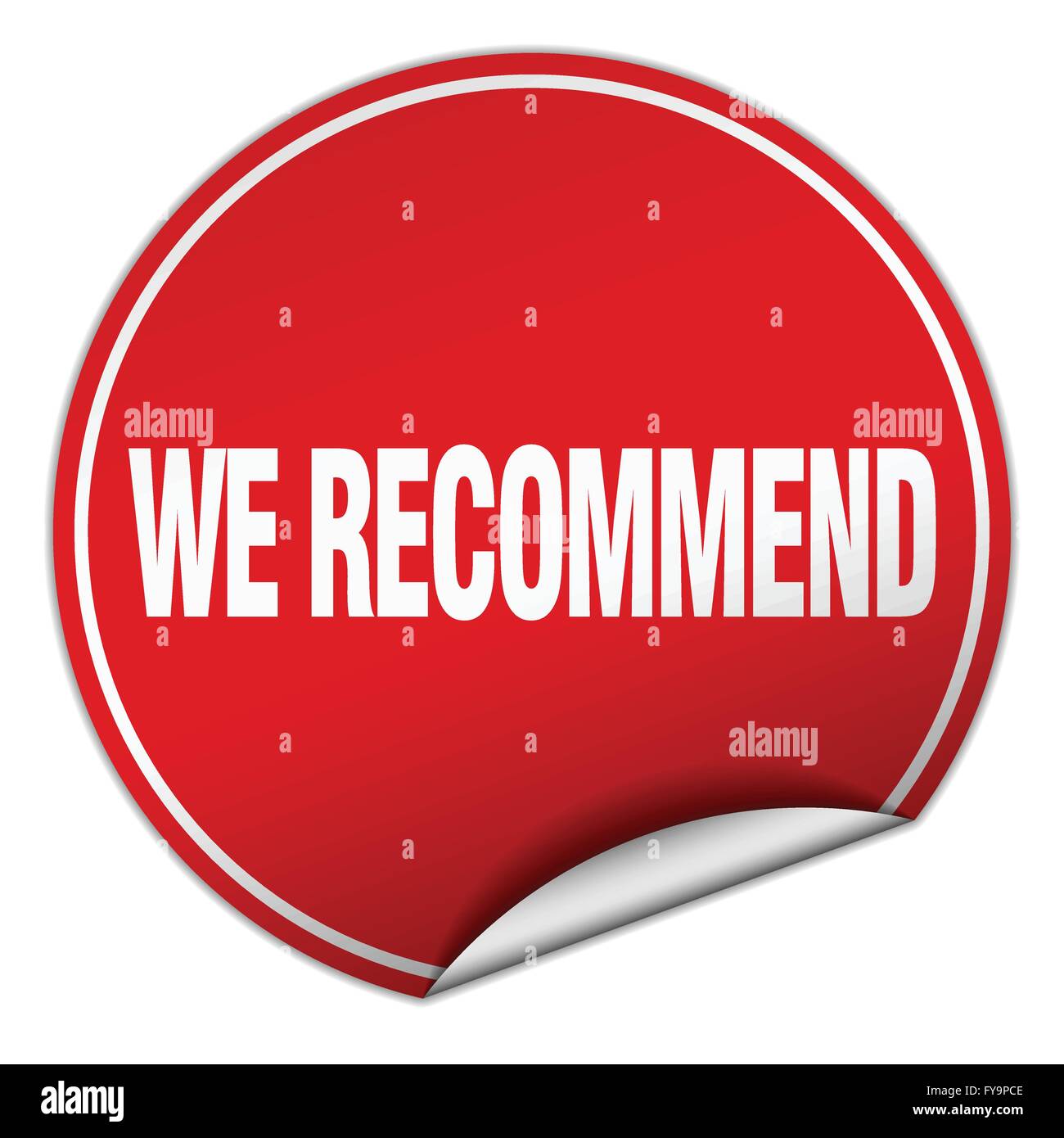 we recommend round red sticker isolated on white Stock Vector Image ...