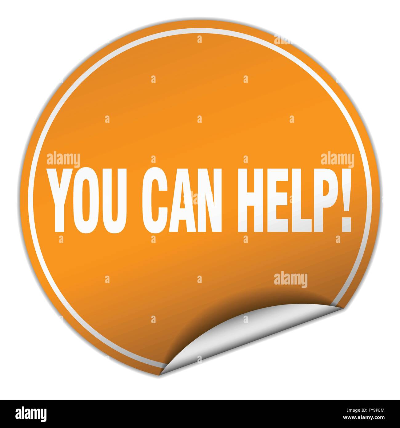 you can help round orange sticker isolated on white Stock Vector Image ...