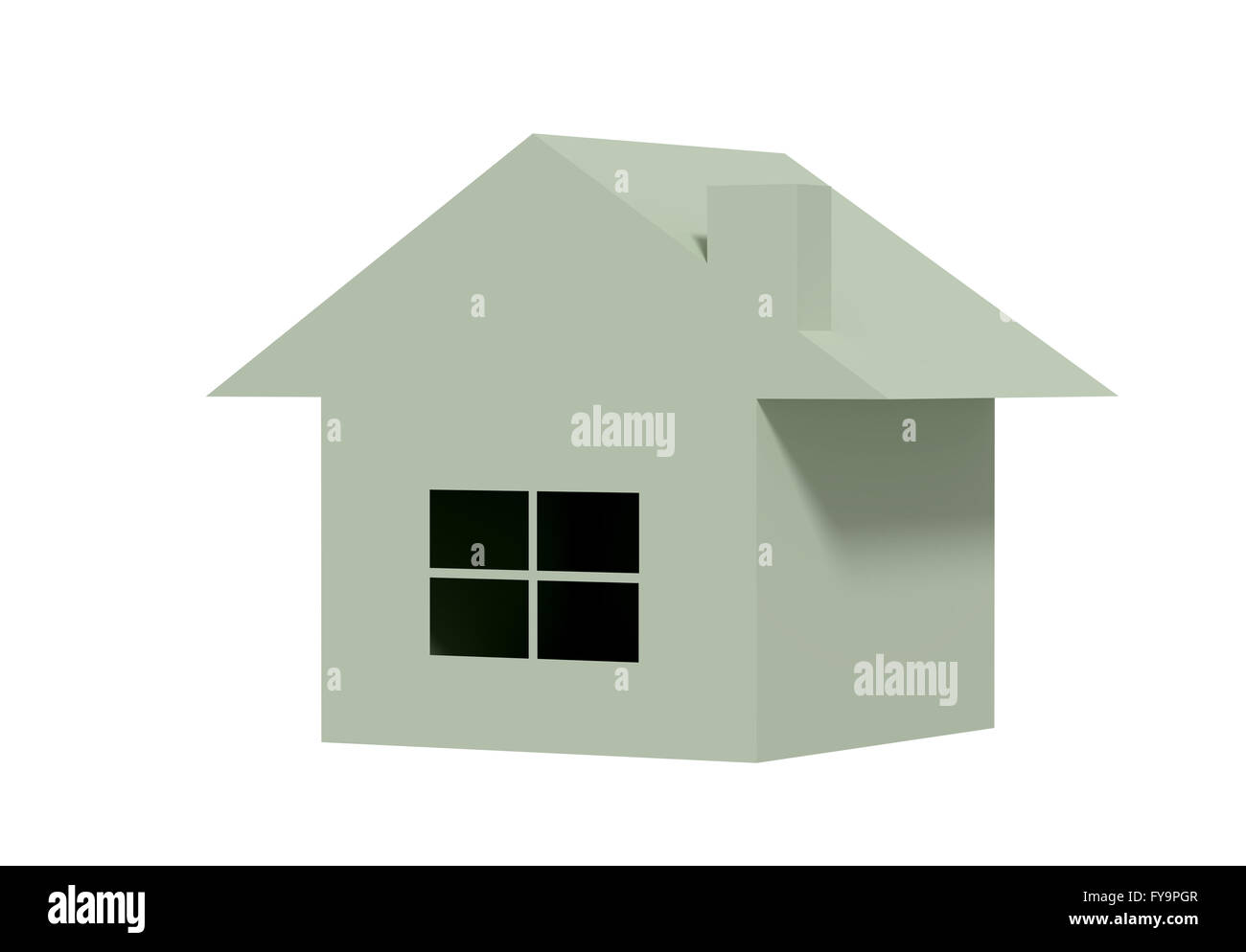 3d rendering of model of house building with black window on white ...
