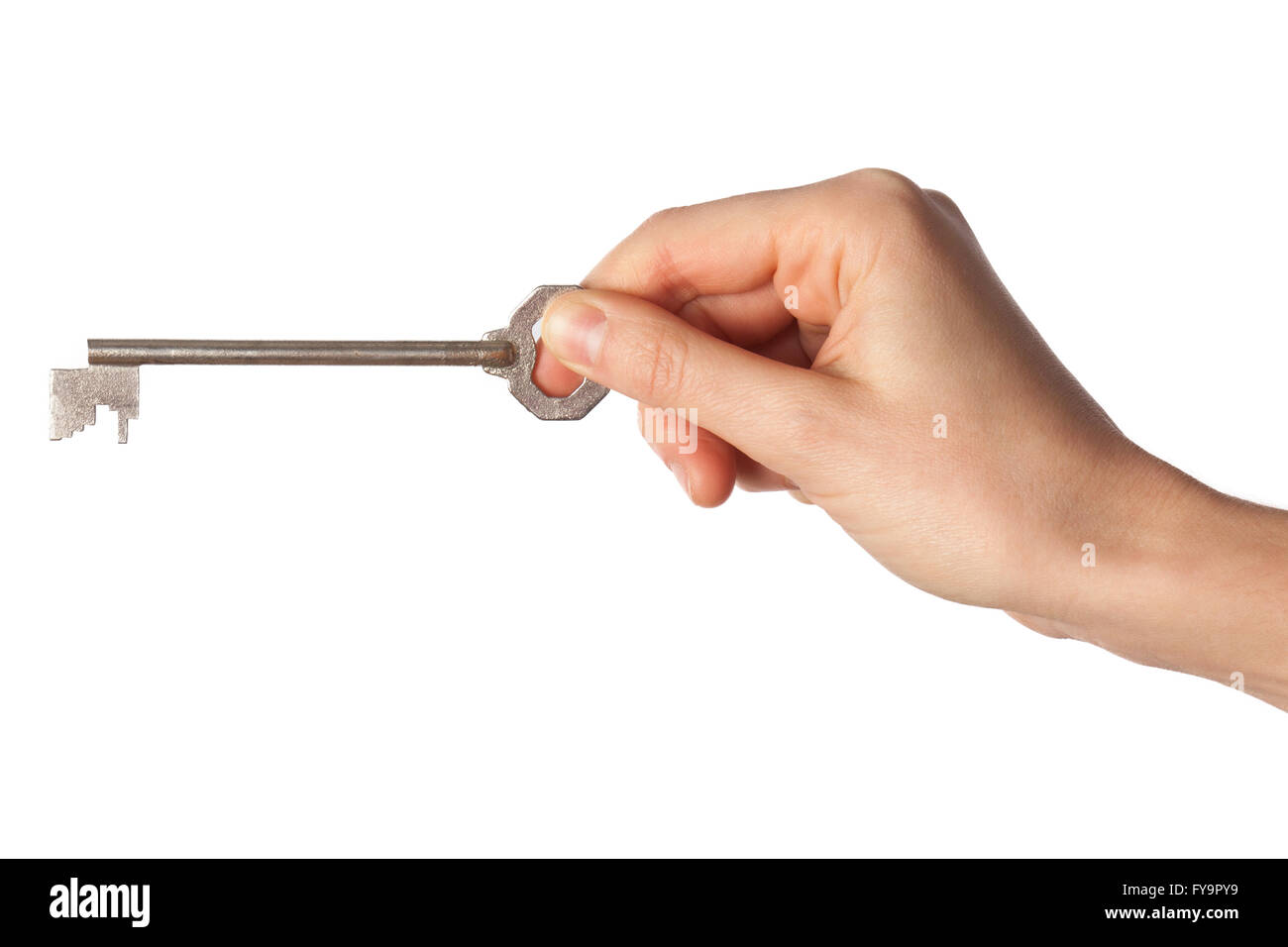 Hand old key Cut Out Stock Images & Pictures - Alamy