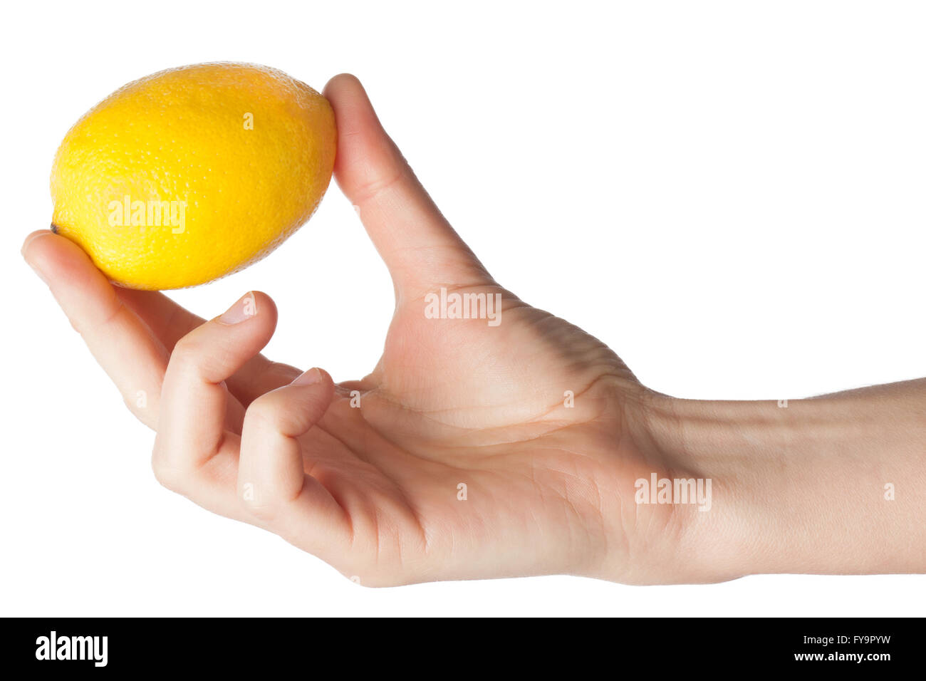 Women's hand with lemon Stock Photo - Alamy