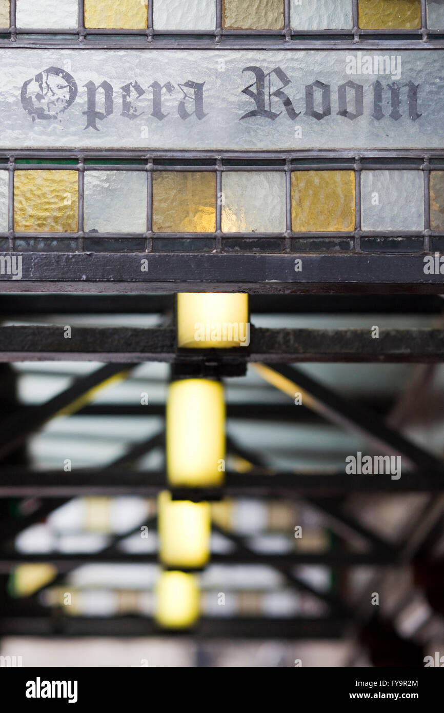 Opera room glass sign London Stock Photo - Alamy