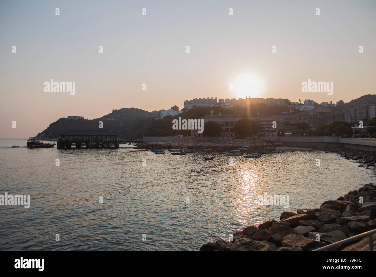 Sunset from the Stanley promenade - Hong Kong Island Stock Photo - Alamy