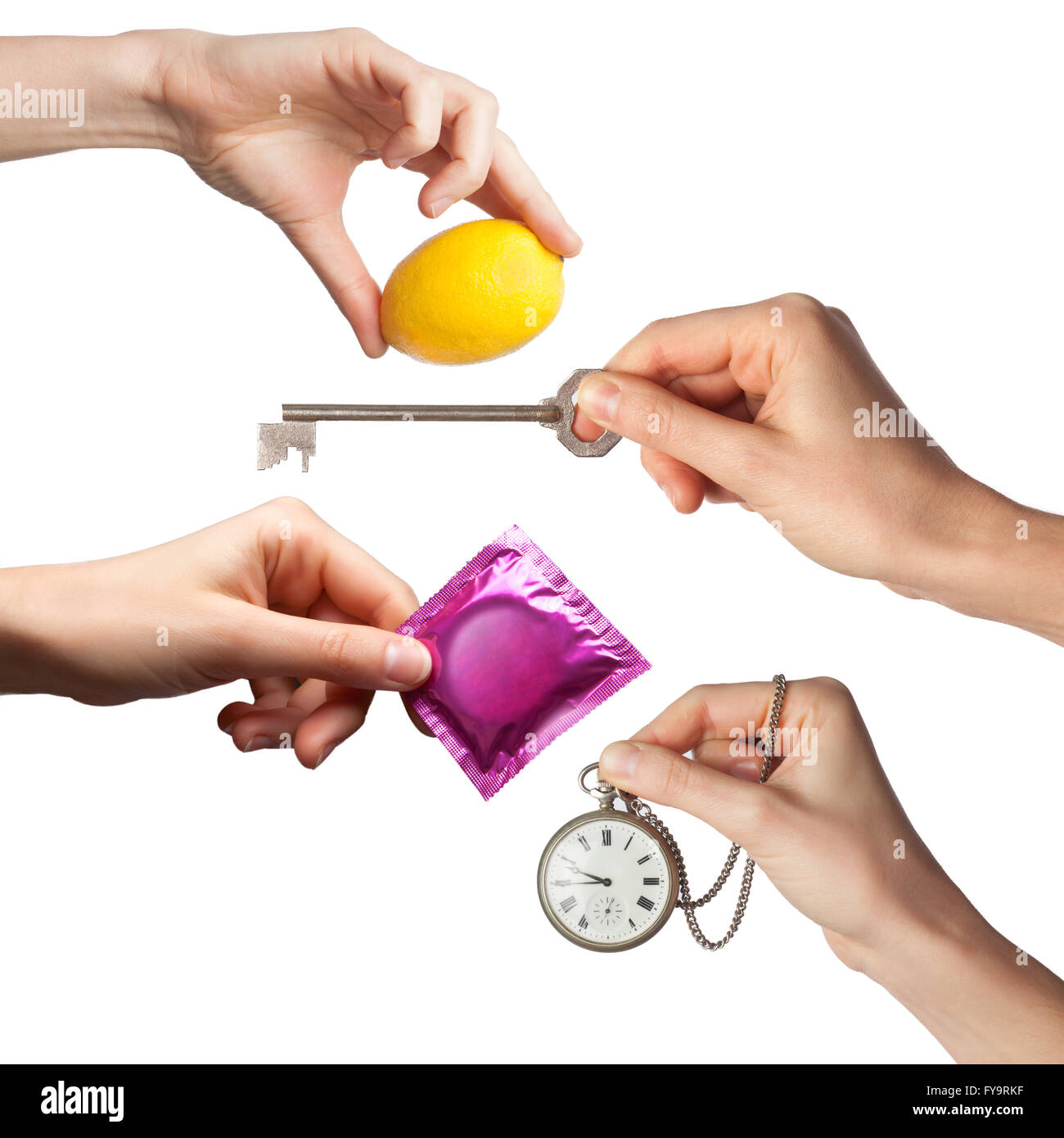 hands with various objects Stock Photo - Alamy