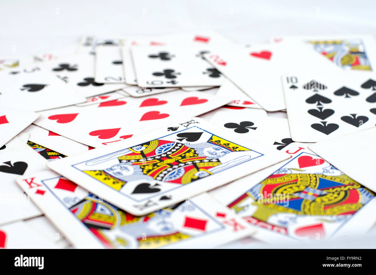 Lot of dusty old playing cards isolated over white background Stock ...